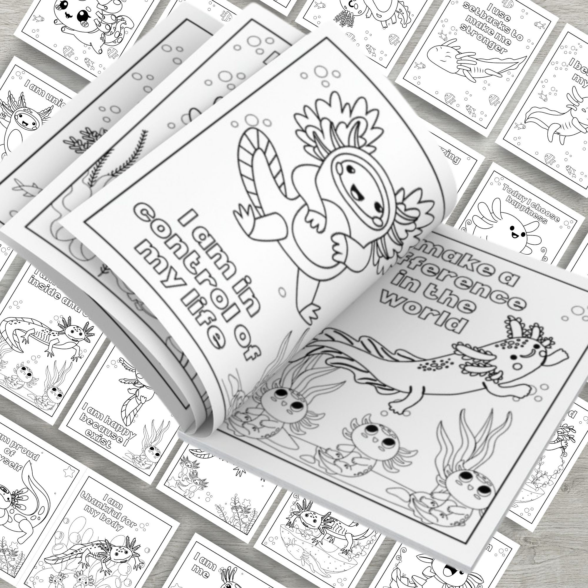 Printable Axolotl Affirmations Coloring Pages for Kids, Printable ...
