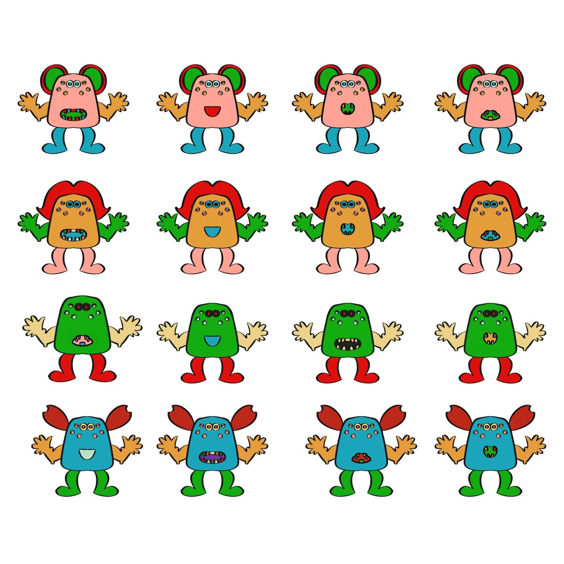 Monster Clipart Monster Digital Papers Alien Clipartmonster - Etsy