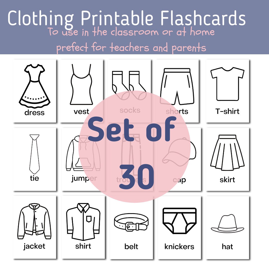 Printable Clothing Flashcards, Printable Clothing Coloring Pages ...