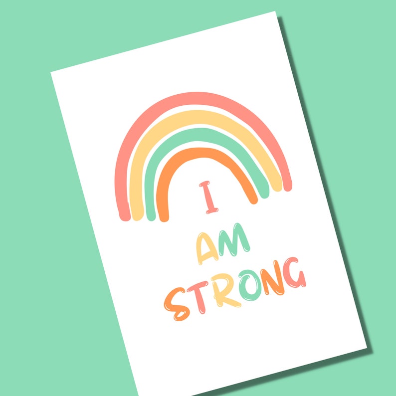 Printable I Am Strong Wall Decor, Children's Affirmations, Selective ...