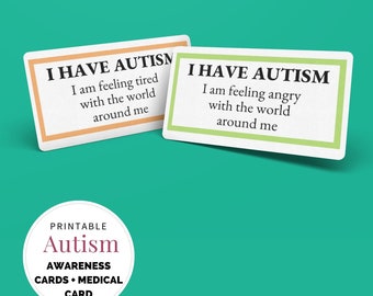 I Have Autism, Autism Awareness Medical ID Card Autism Printable ...