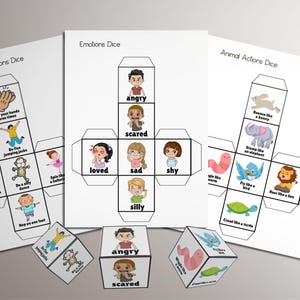 12 Printable Action Dice Cubes, Imaginative Play Cubes, Exercise, Story ...