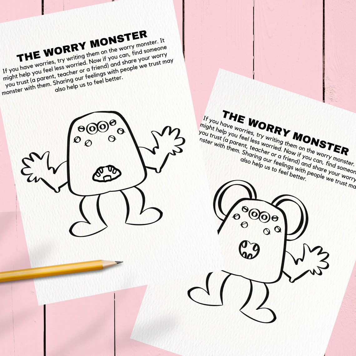 Printable Anxiety Worksheets for Kids - the Worry Monster - Anxiety for ...
