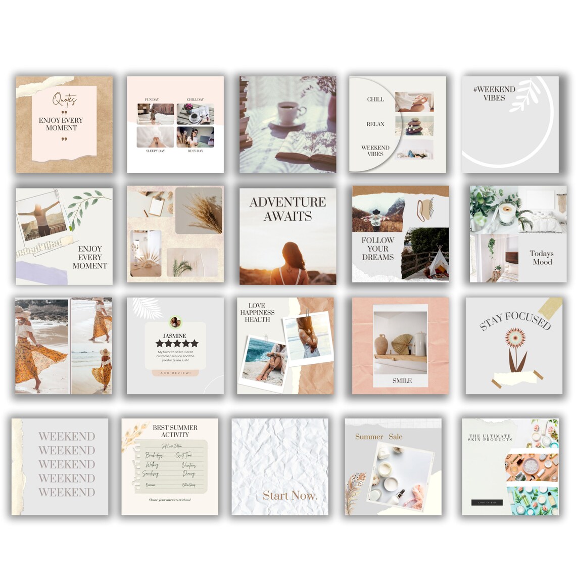 20 PAPER Love Clean Instagram Post Templates Bloggers - Etsy