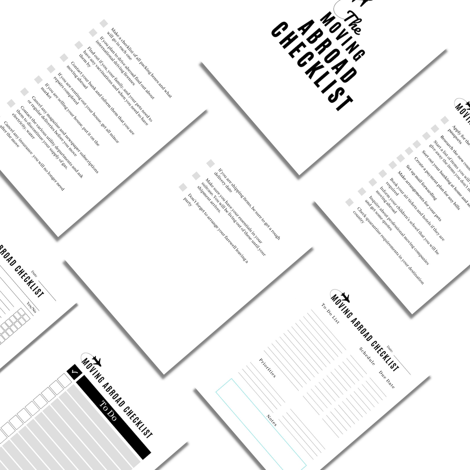 Moving Abroad Checklist | Printable Moving Checklist | Pre-made Moving ...