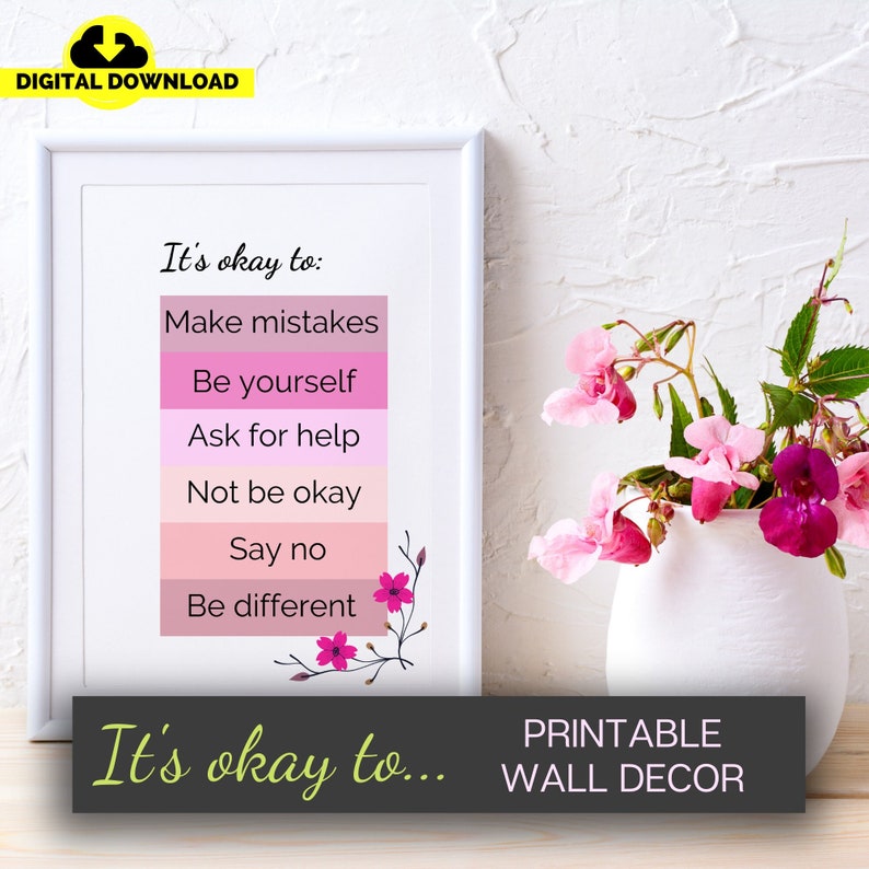 Printable Positive Affirmation Wall Decor 'it's Okay To' Positive ...