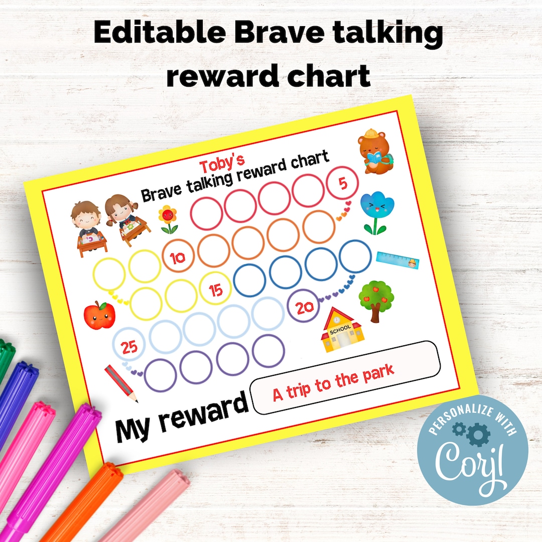 Printable Editable Brave Talking Reward Chart - Edit With Corjl ...