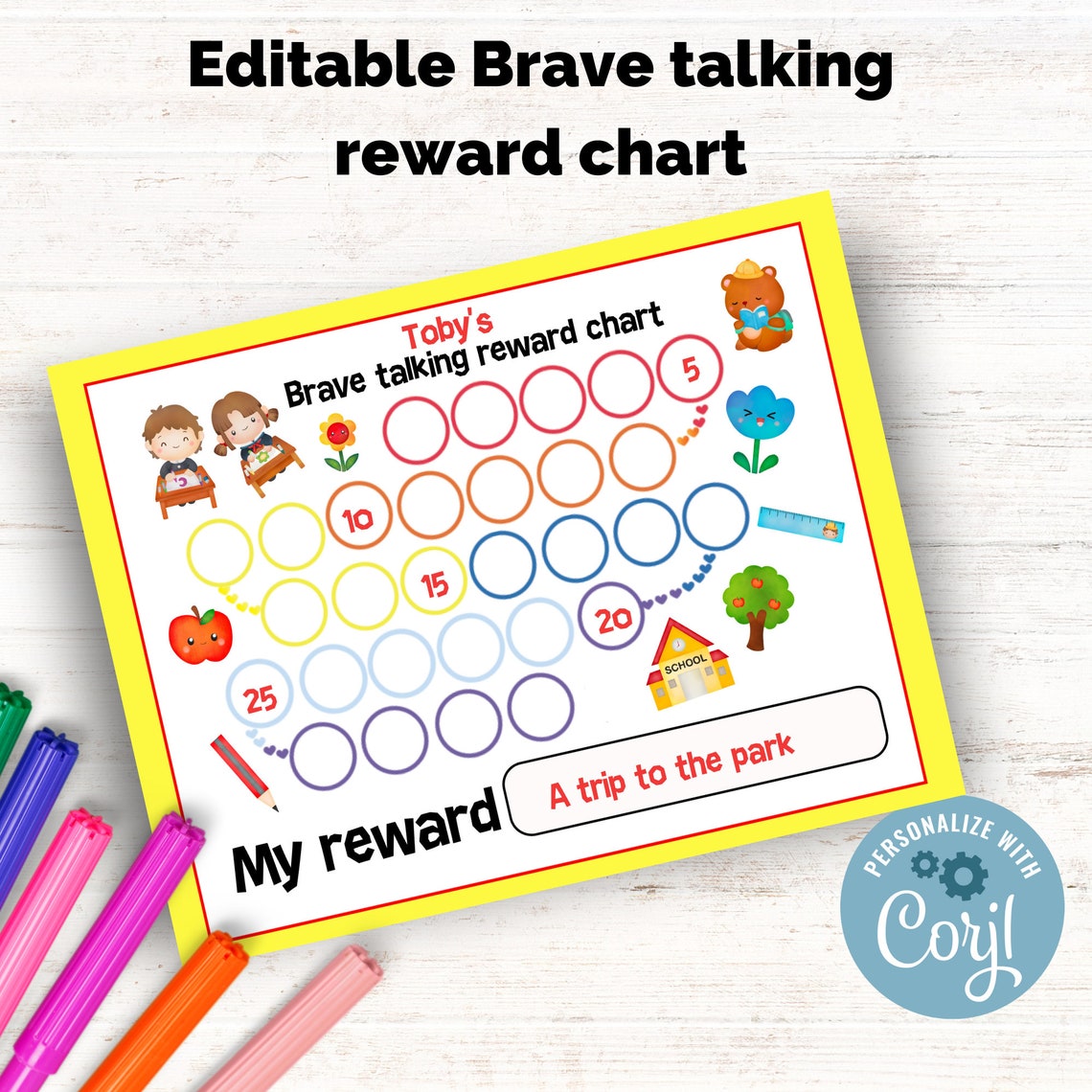 Printable Editable Brave Talking Reward Chart Edit With Corjl ...