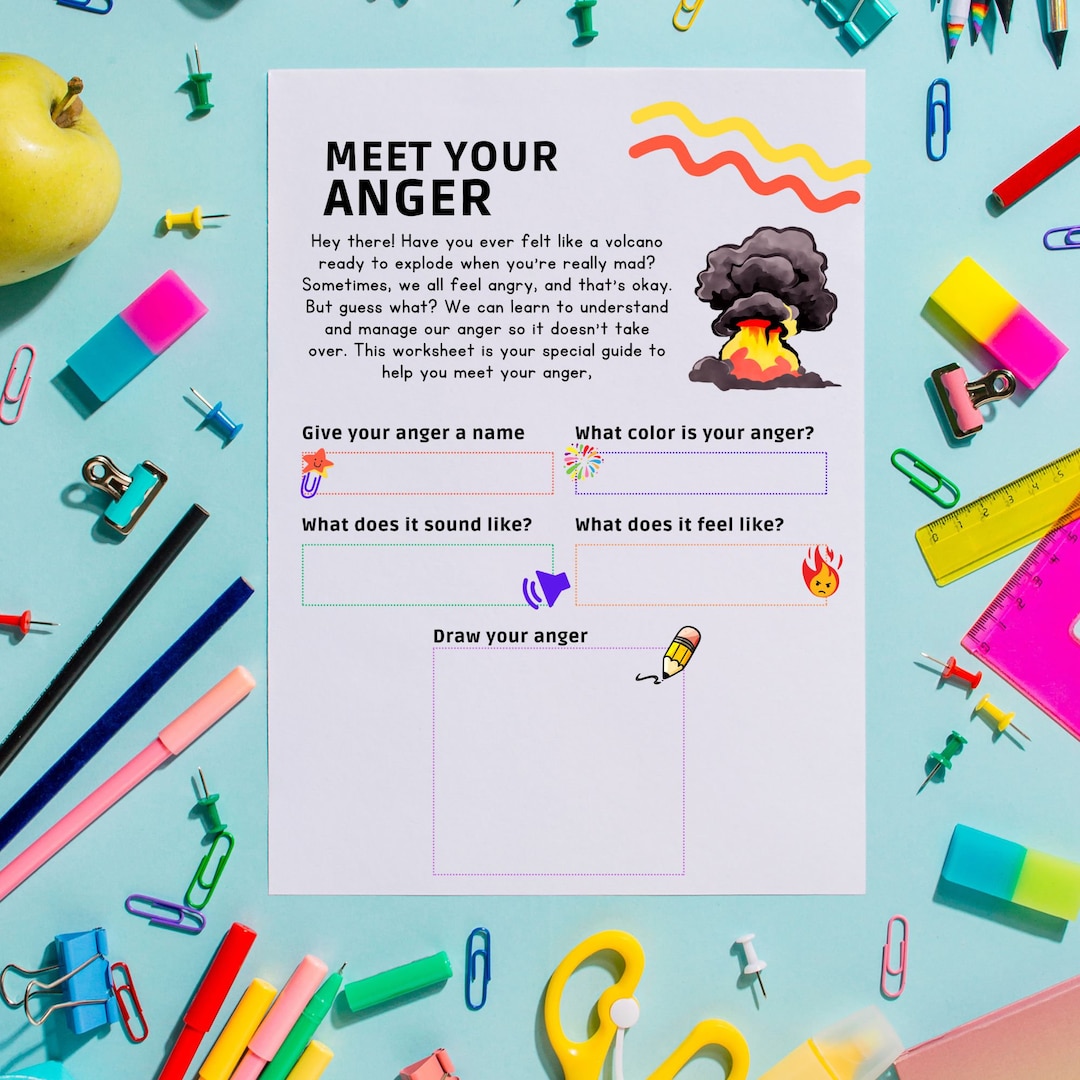 Printable Anger Worksheet for Kids, Children, Emotional Regulation ...