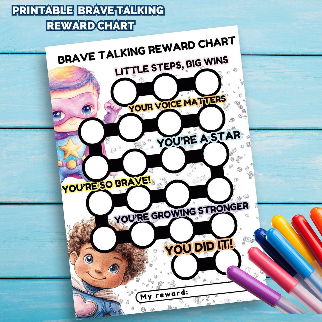 Printable Brave Talking Reward Chart for Kids Non-verbal Autism ...