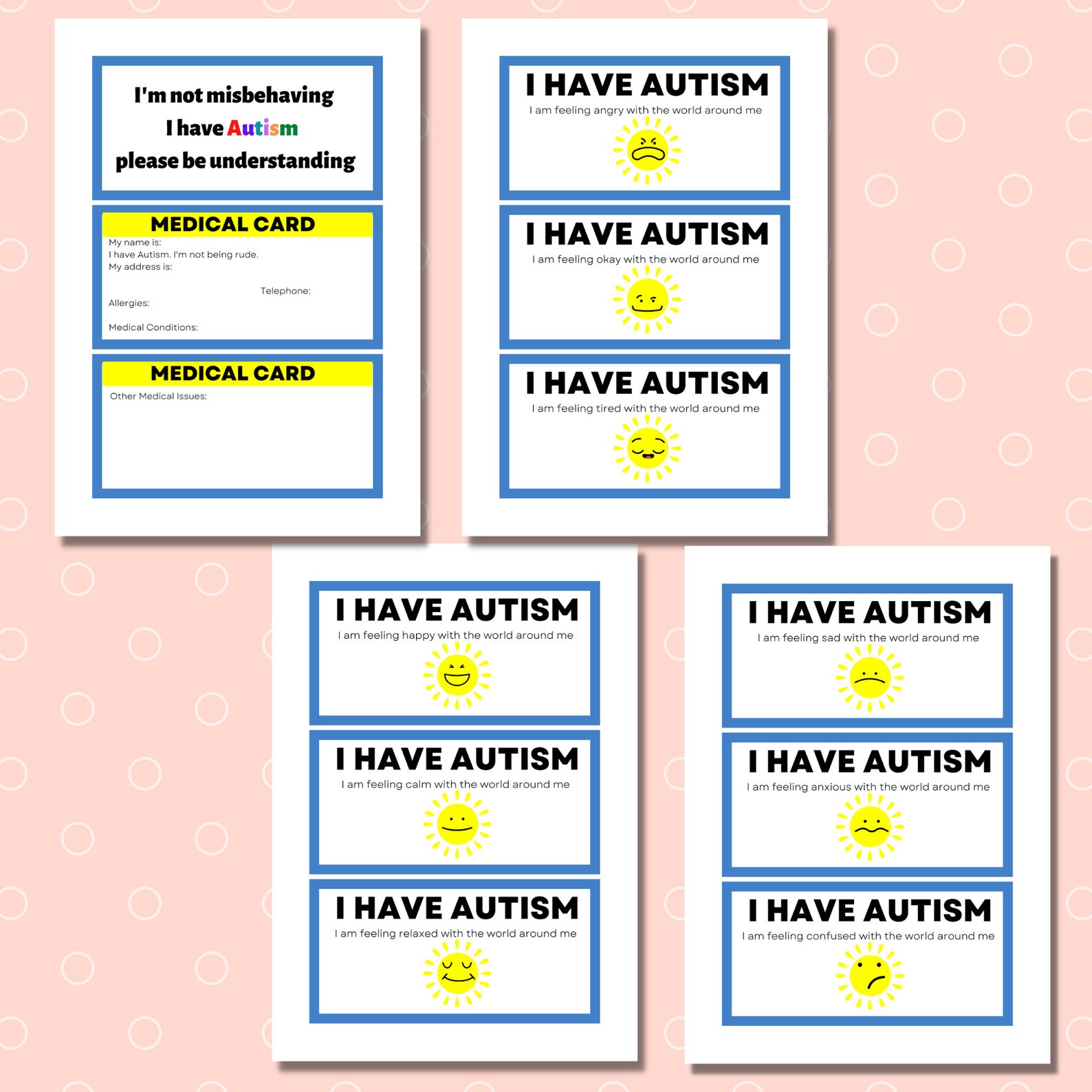 I Have Autism, Autism Awareness Medical ID Card Autism Printable ...