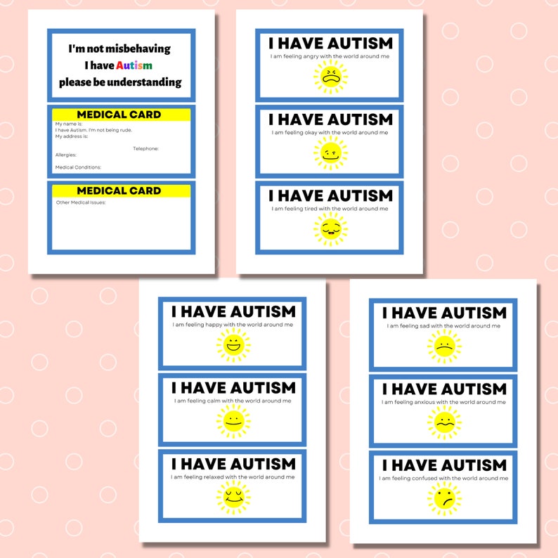 I Have Autism, Autism Awareness Medical ID Card Autism Printable ...