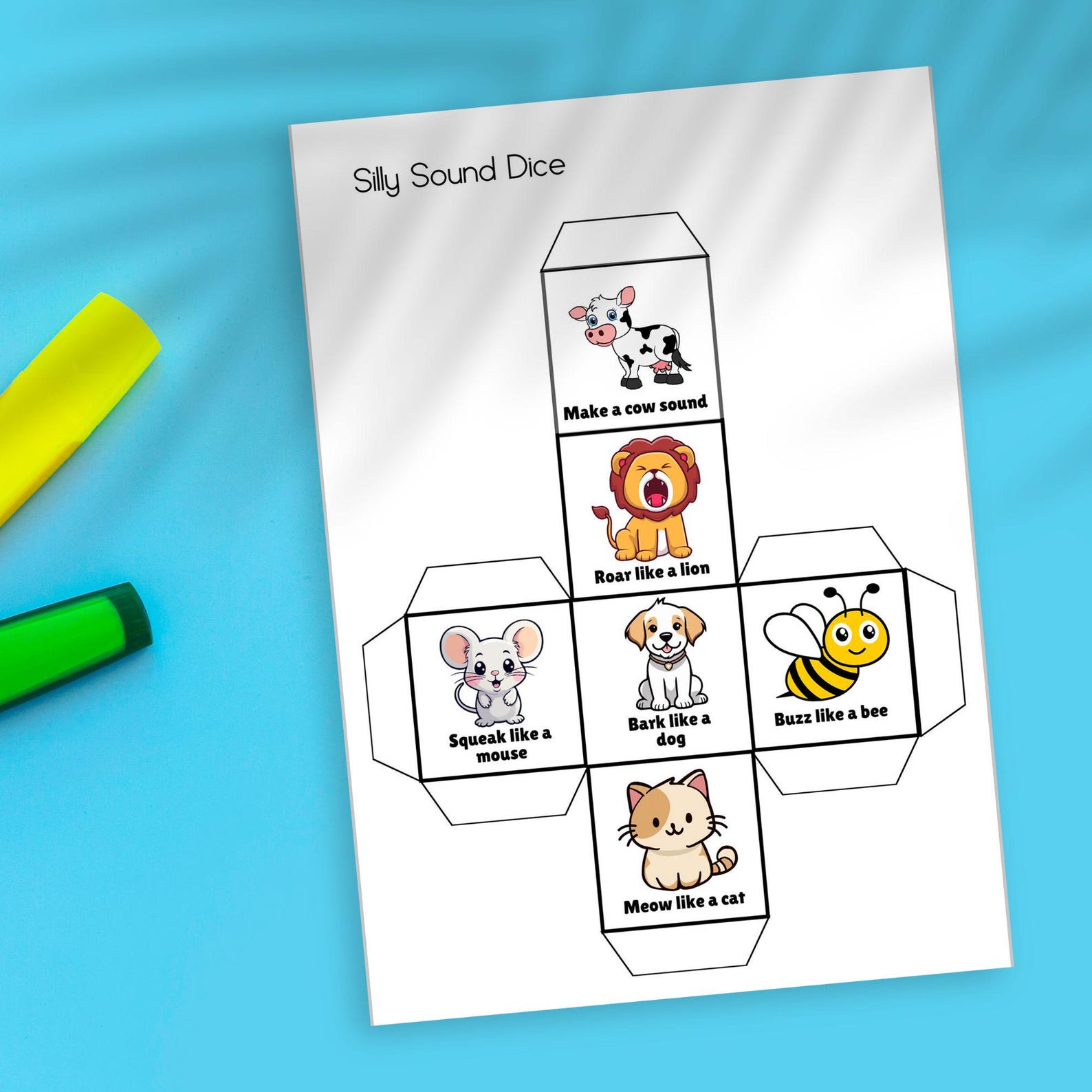 Printable Make Silly Sounds Dice, Animal Sounds for Kids, Fun Vocal ...
