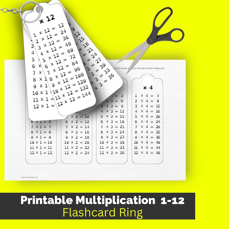 Printable Multiplication Flashcards Key Ring Open Dyslexic Font ...