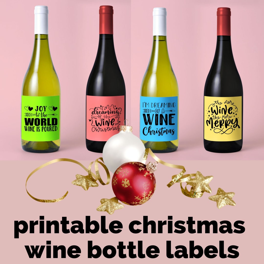 8 Printable Christmas Wine Labels / Xmas Wine Labels / Festive ...