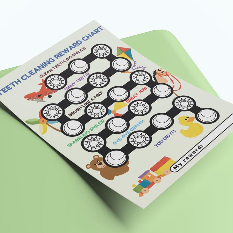 Printable Teeth Cleaning Reward Chart for Kids - Kids Reward System ...