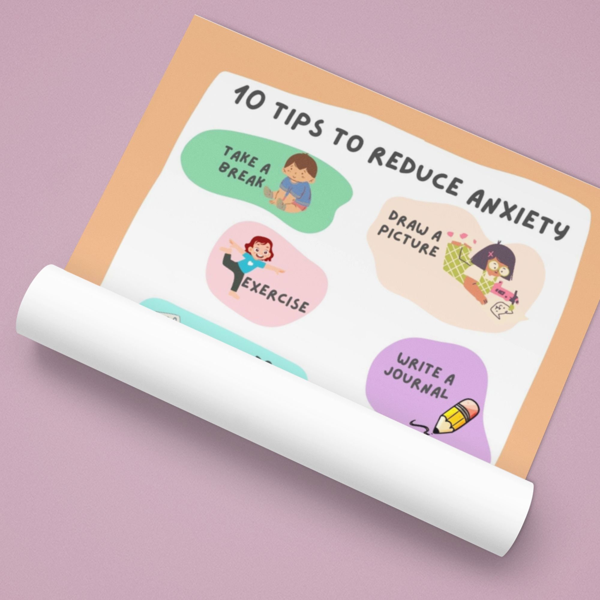 10 Tips to Reduce Anxiety PDF A4 Poster for Kids - Calming Strategy PDF ...