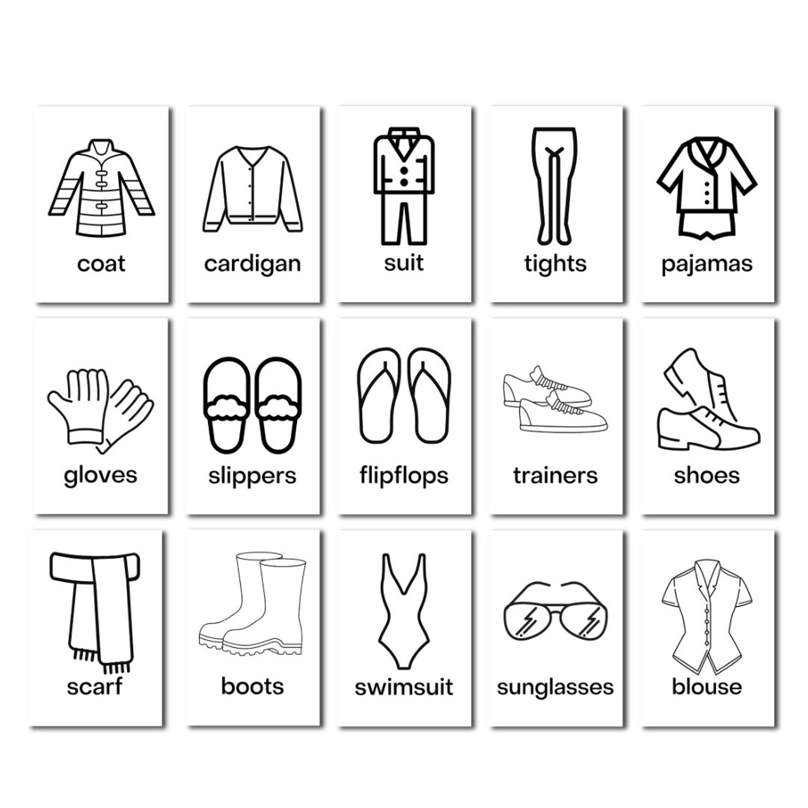 Printable Clothing Flashcards, Printable Clothing Coloring Pages ...