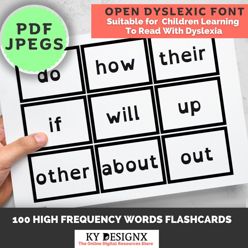 100 Printable High Frequency Flash Cards Dyslexia Learners, Open ...
