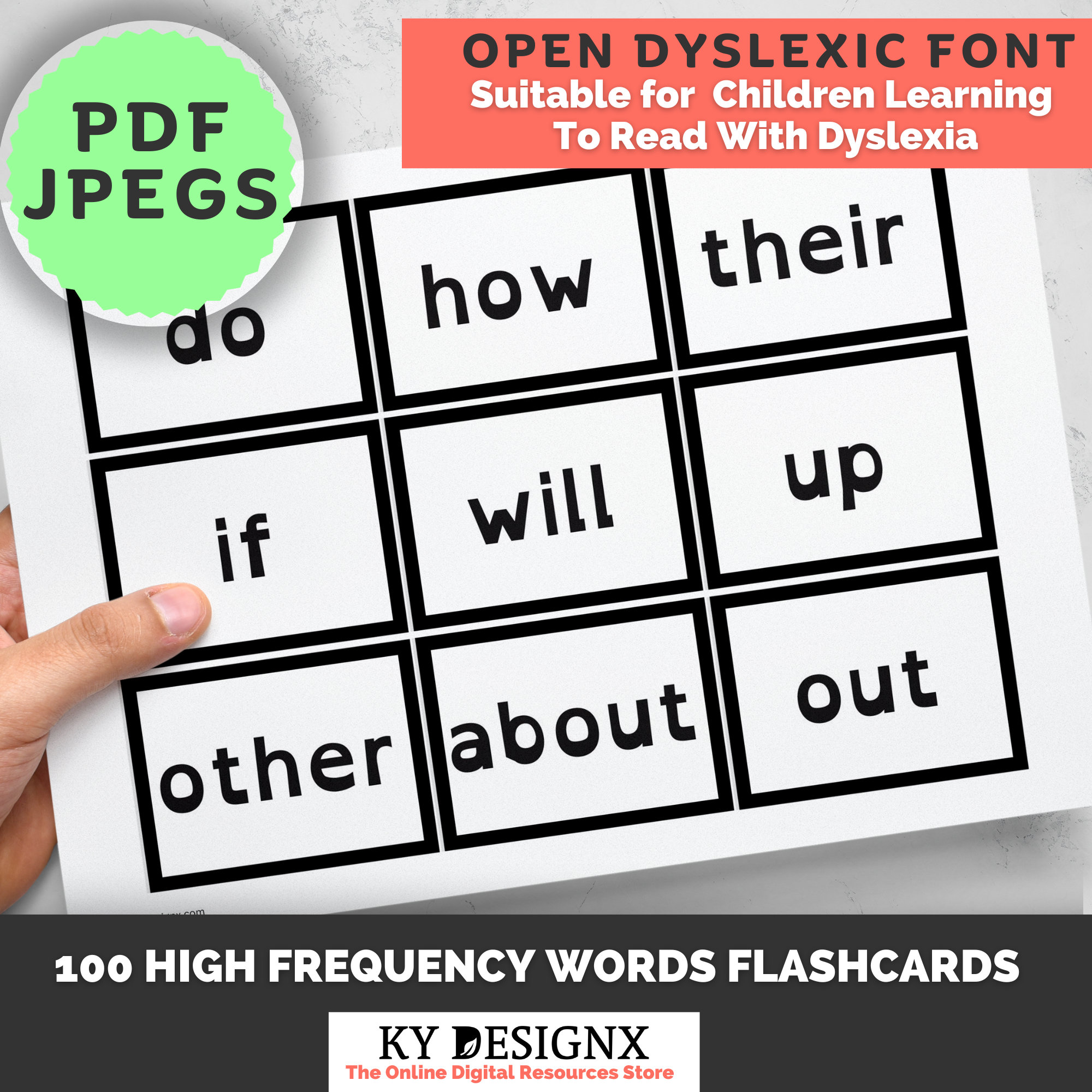 100 Printable High Frequency Flash Cards Dyslexia Learners, Open ...