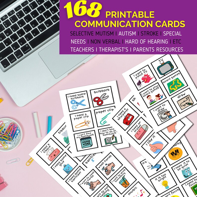 Printable Picture Communication Cards for Children, Non-verbal, Autism ...