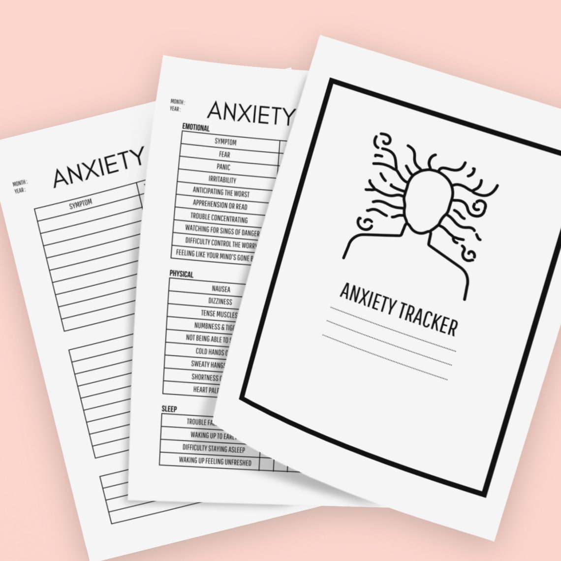 Anxiety and Mood Symptom Tracker, Anxiety Journal, Anxiety Log, Anxiety ...