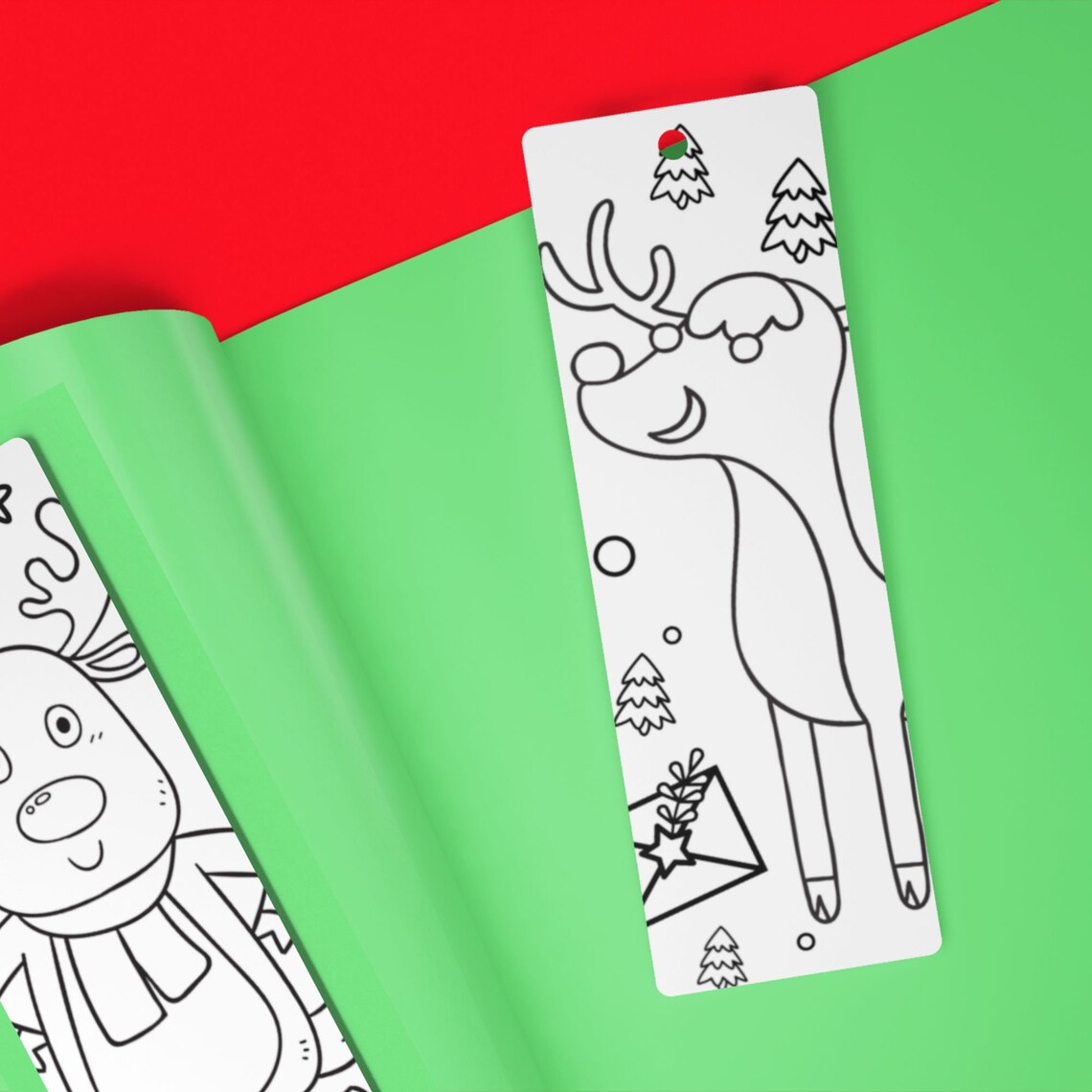 Christmas Coloring Printable Bookmarks, Festive Bookmarks, Unique ...