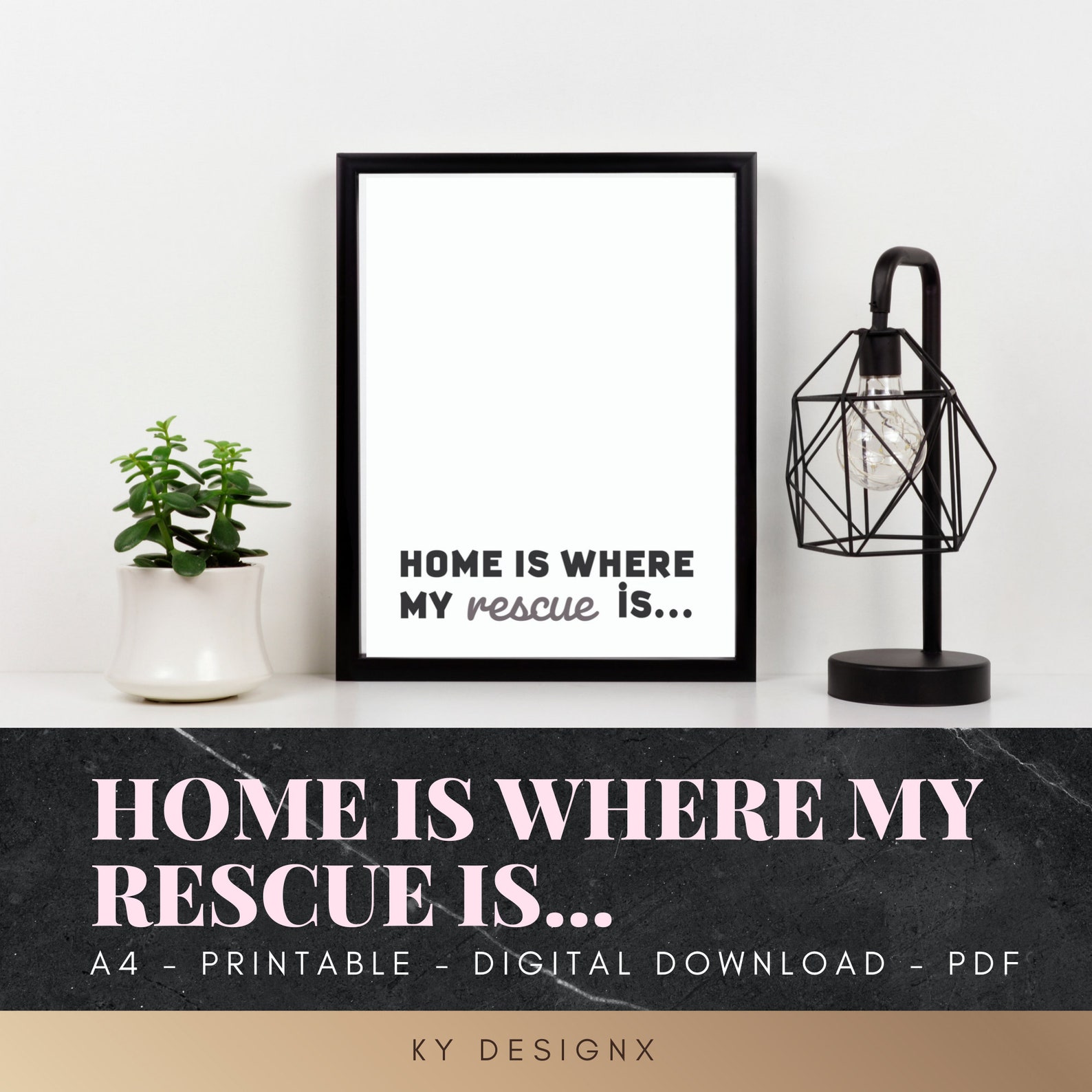 Home Sign, Rescue Dog Printable, Printable Wall Art, Home Word ...