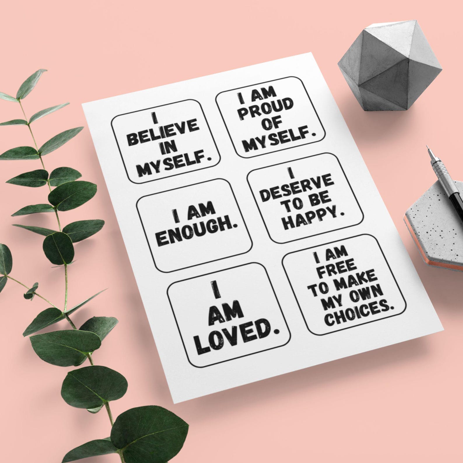 Printable PDF Affirmation Cards, Mindfulness Cards, Self-care ...