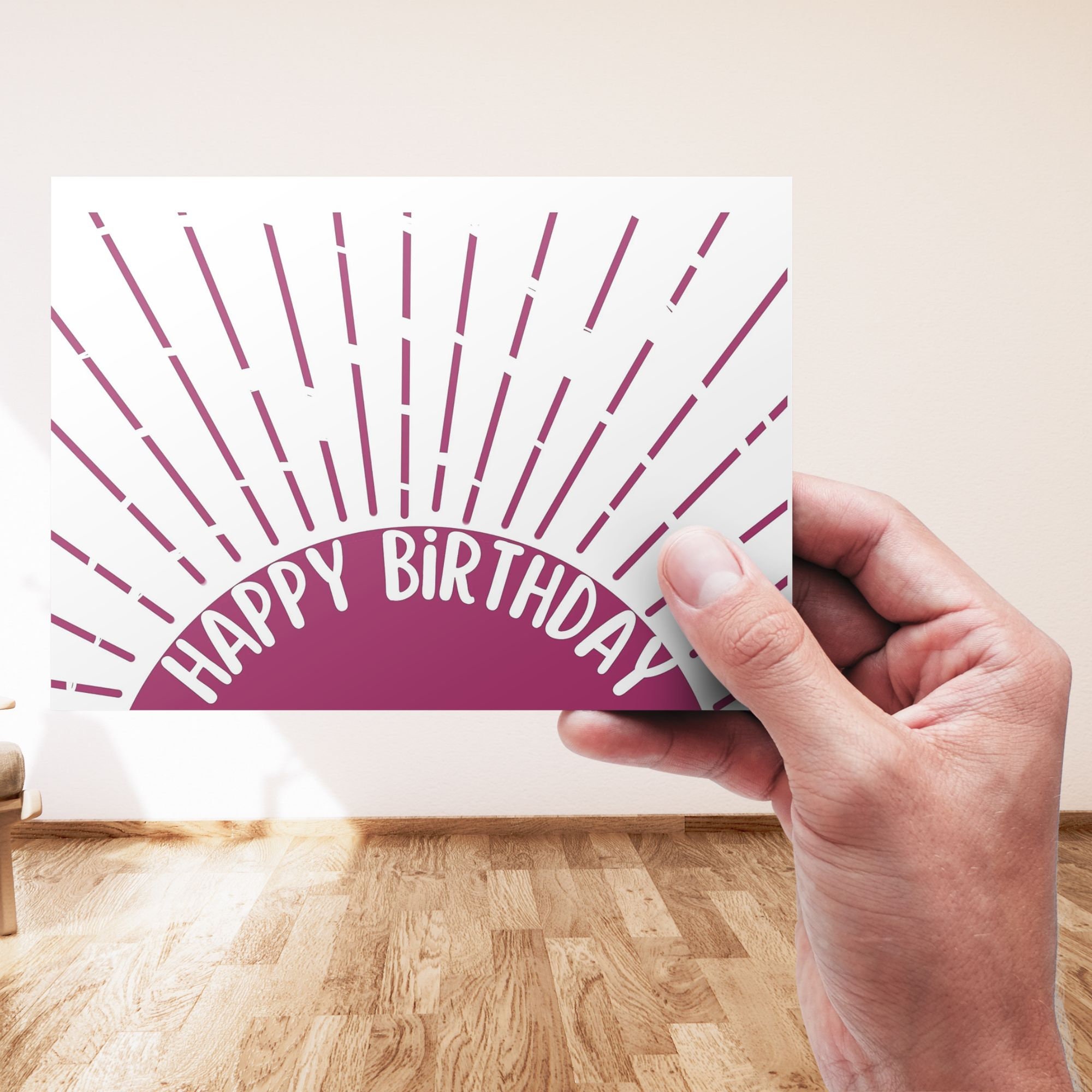 PRINTABLE Fuchsia Boho Birthday Card , Mid Century Modern Birthday Card ...