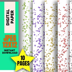 Confetti Digital Printable Paper, Scrap Book Paper, Christmas Digital ...
