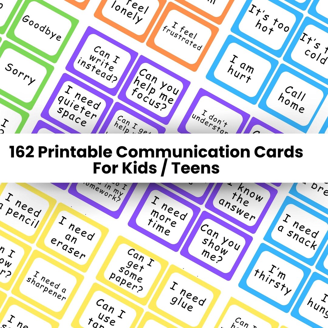 Printable Communication Cards for Kids / Teen, School Setting ...