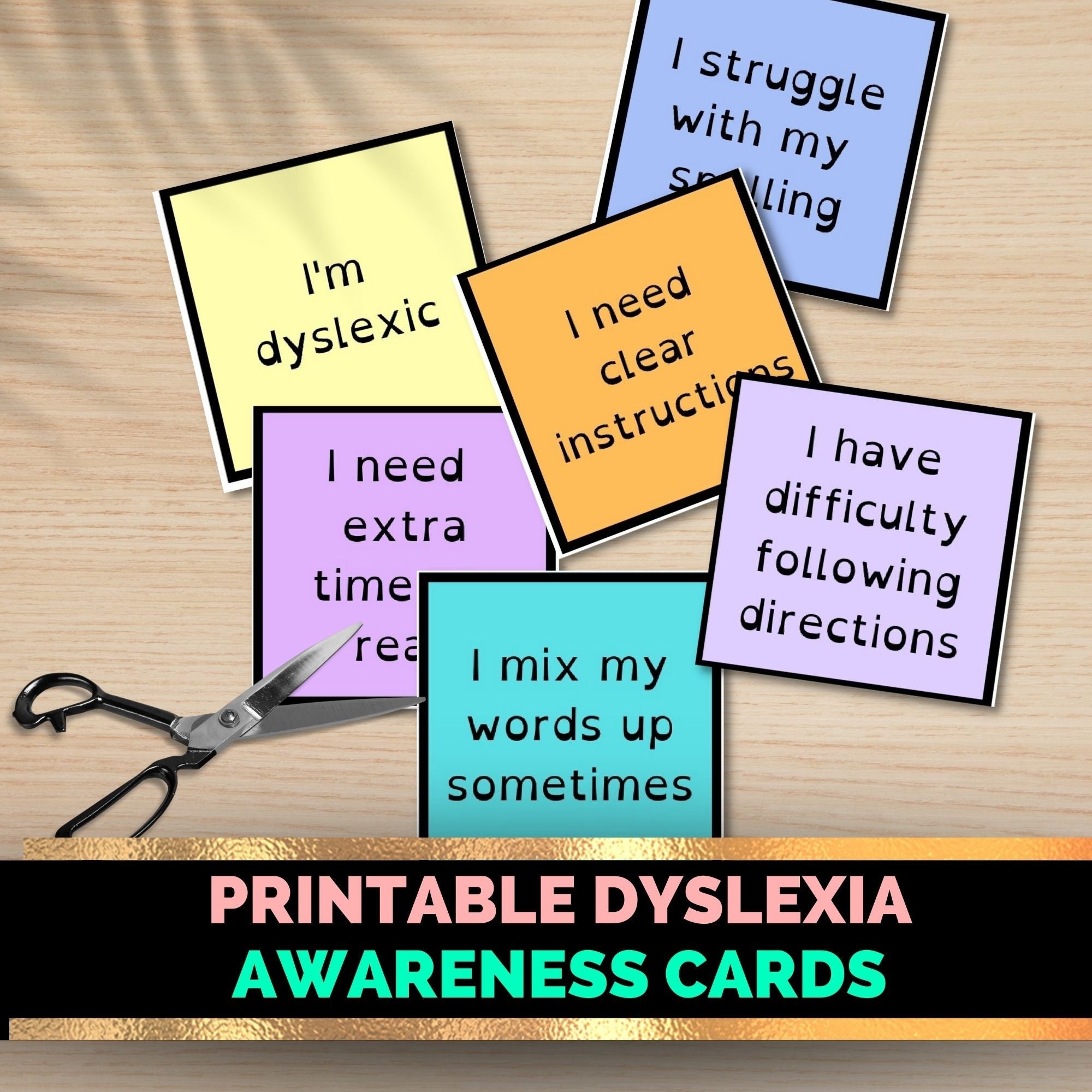 Printable Digital Dyslexia Awareness Cards, Dyslexia Information Cards ...