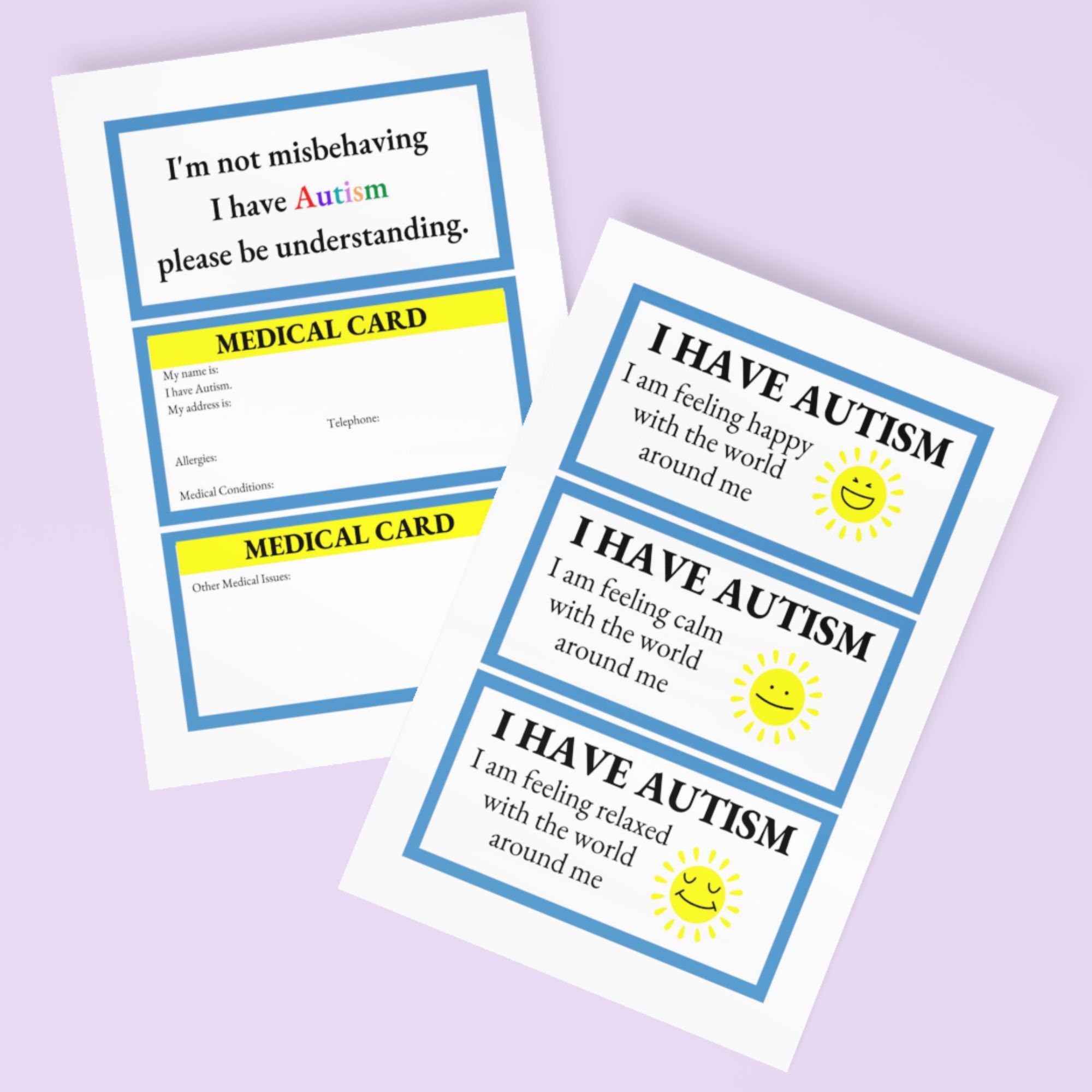 Autism Awareness Medical ID Card and Communication Cards / Autism ...