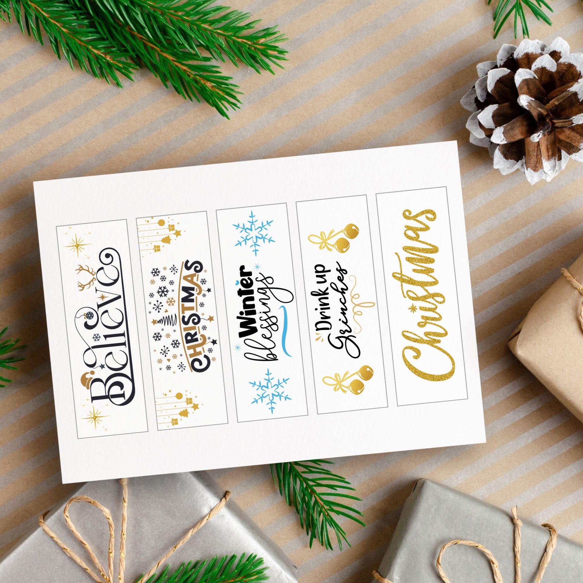 Christmas Printable Bookmarks, Holiday Bookmarks, Festive Bookmarks ...