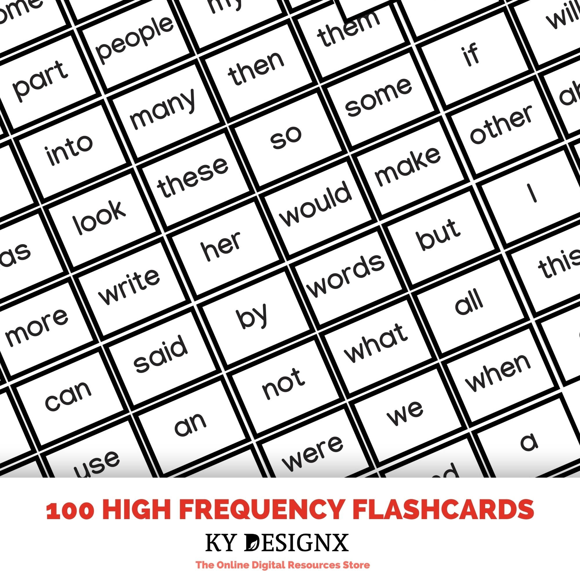 100 Printable High Frequency Flashcards / 100 Sightwords for ...