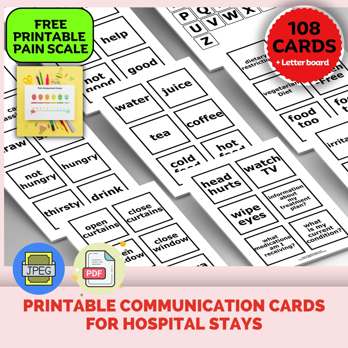 108 Printable Communication Cards for Hospital Stays /ventilator Users ...