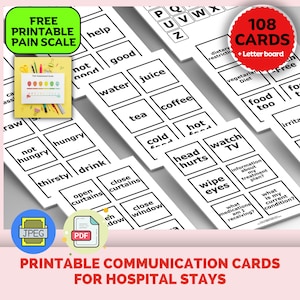 108 Printable Communication Cards for Hospital Stays /ventilator Users ...
