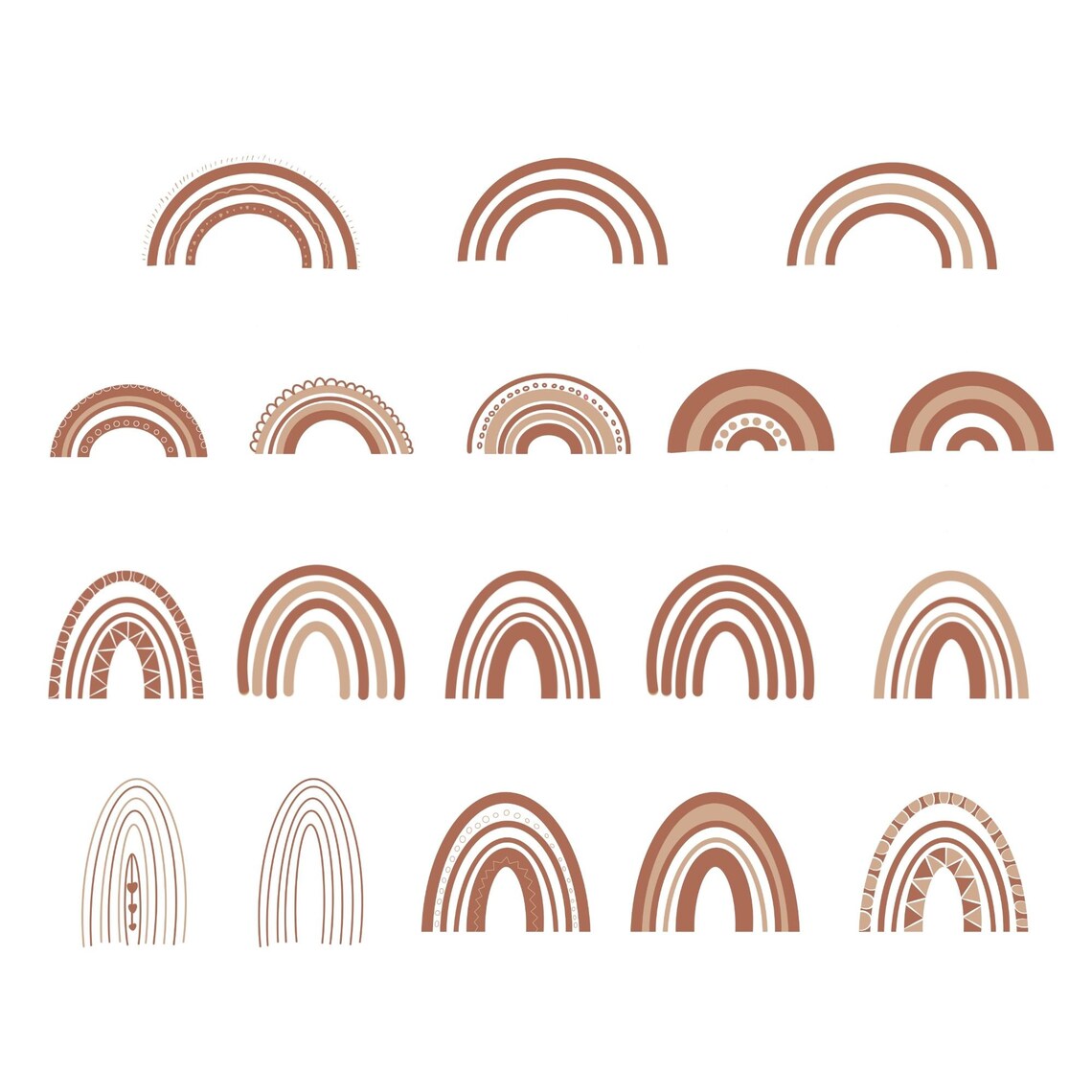 Brown BOHO Hand-drawn Clipart / Boho Clipart for Planner Pages and ...