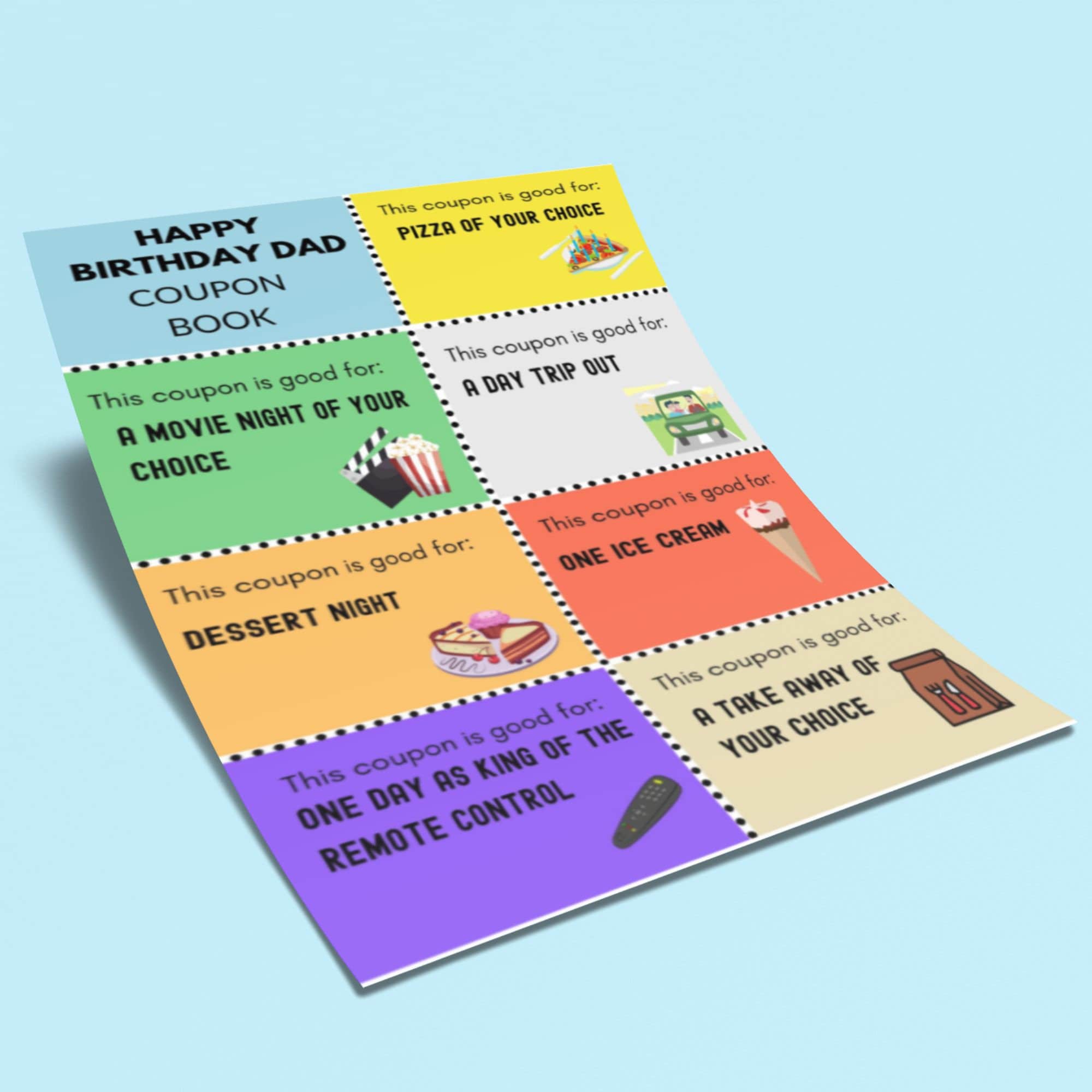 Printable Daddy Coupons, DAD PRINTABLE VOUCHERS, Dad Coupons, Fathers ...