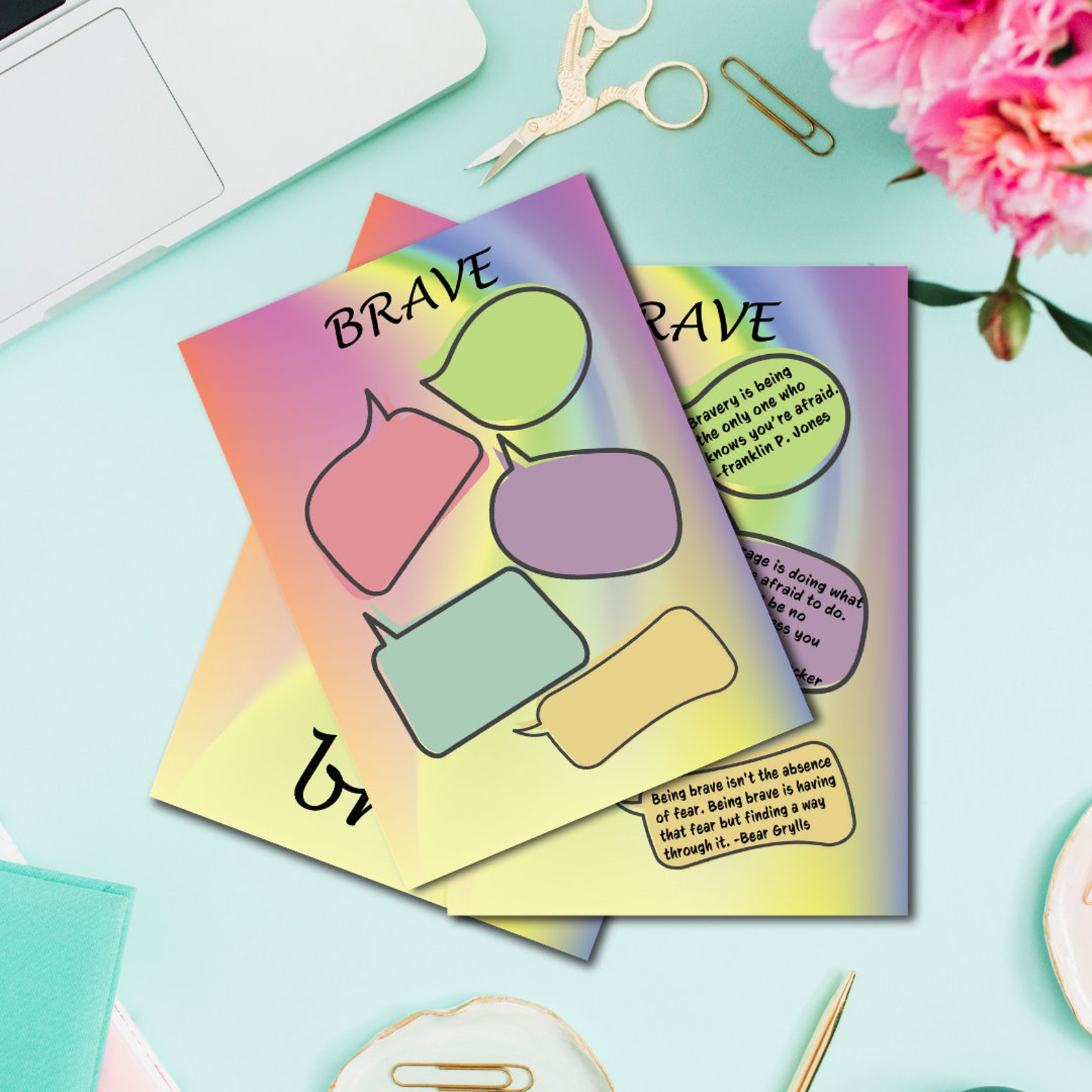 Printable Brave Poster, Brave Quotes, Brave Worksheets, Motivational ...