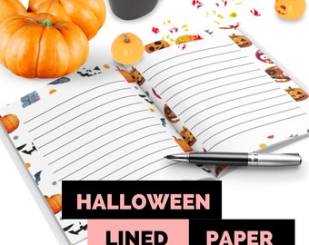 Halloween Lined Paper Template Printable PDF A4 Instant Digital ...