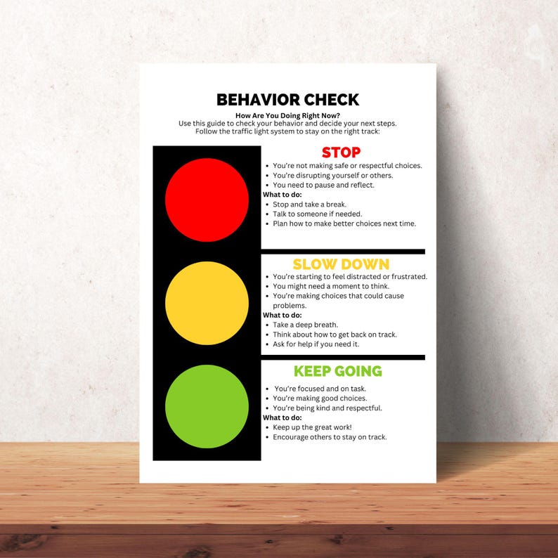 Printable Stop Light Behavior Chart Kids Behavior Chart Classroom ...