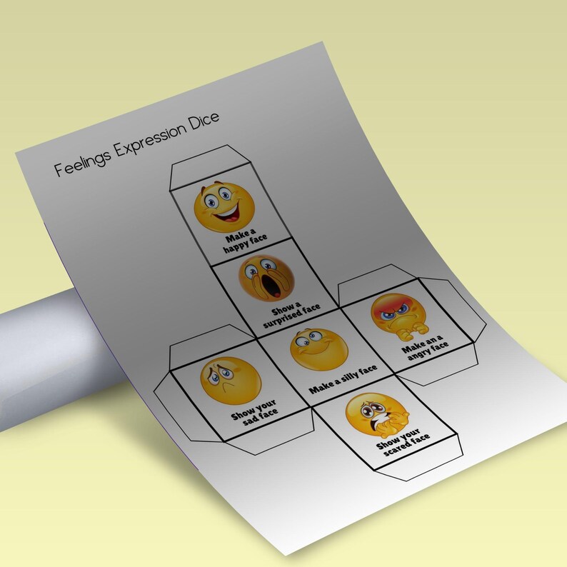 Printable Feelings Expressions Dice Cube Emotions Dice, Social ...