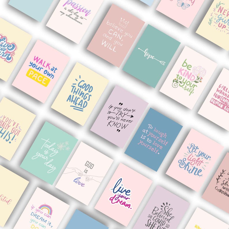 Printable Positive Motivational Cards - Self-care Affirmation Cards ...