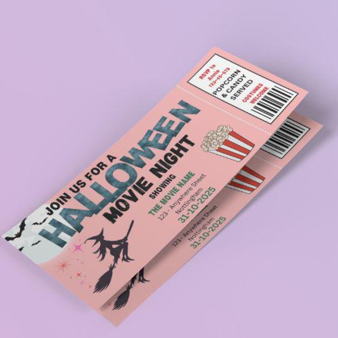 Editable Halloween Ticket Template - Halloween Movie Night Ticket ...