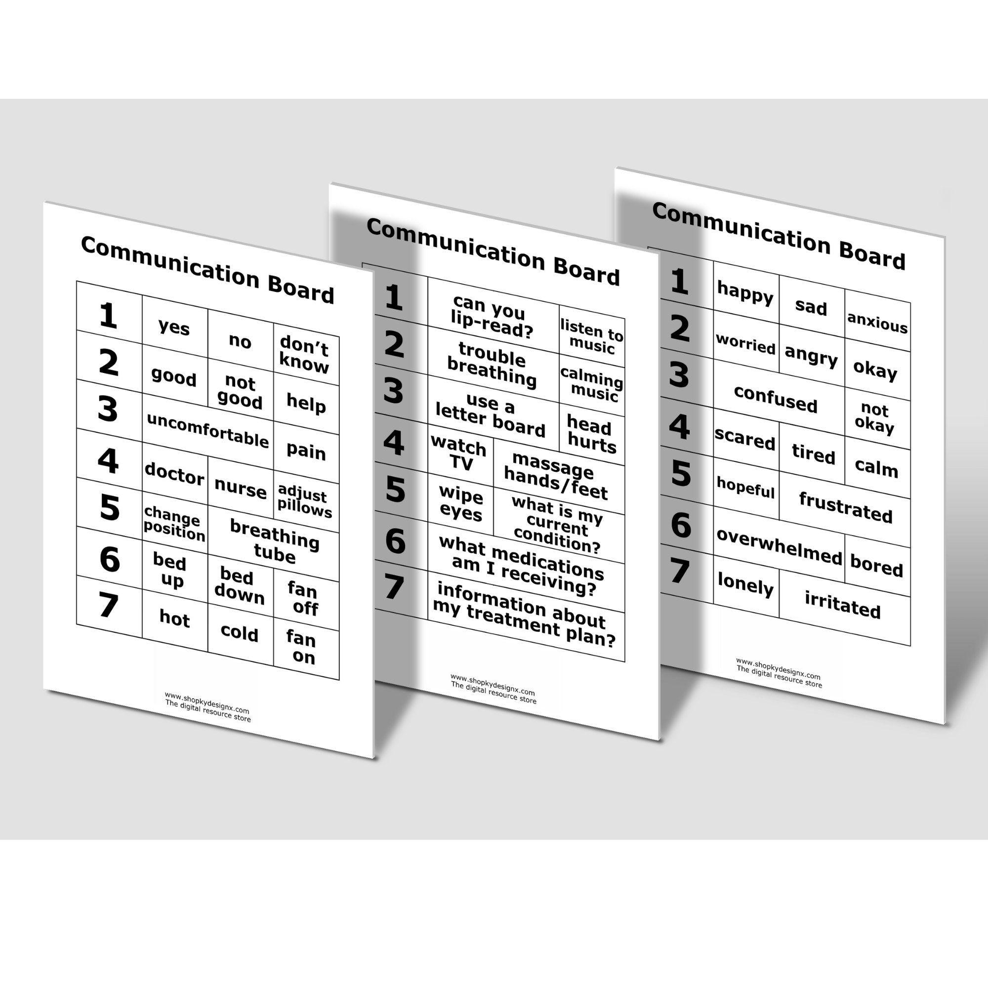 Printable ICU Patient Communication Boards for Ventilator Users ...