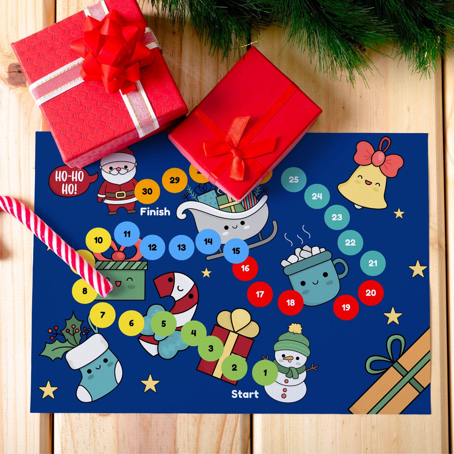 Printable Christmas Games, Color in Christmas Game, Festive Holiday ...