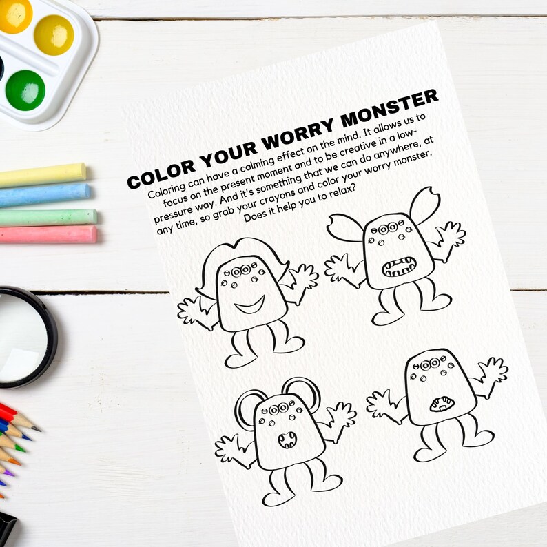 Printable Anxiety Worksheets for Kids - the Worry Monster - Anxiety for ...