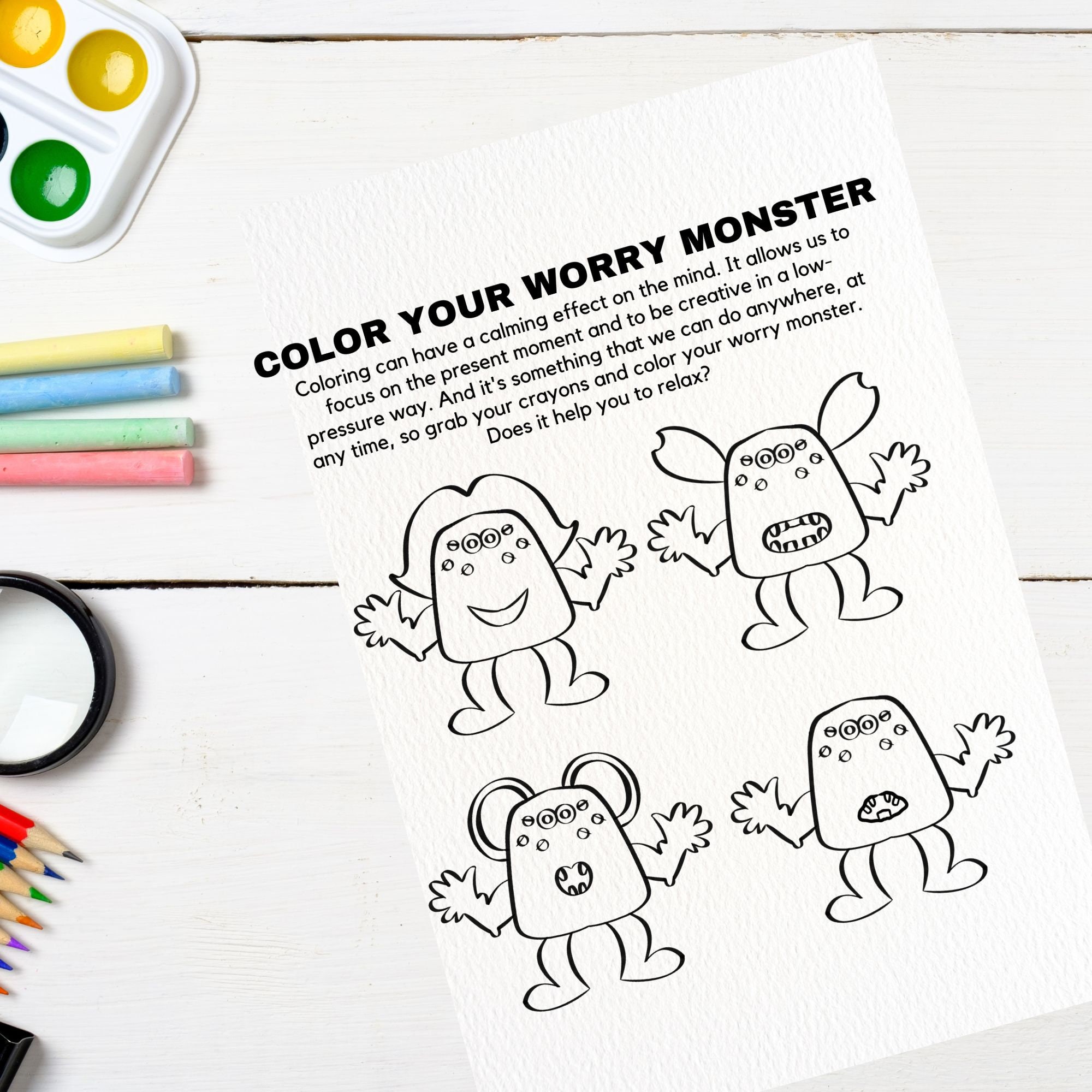 Printable Anxiety Worksheets for Kids - the Worry Monster - Anxiety for ...